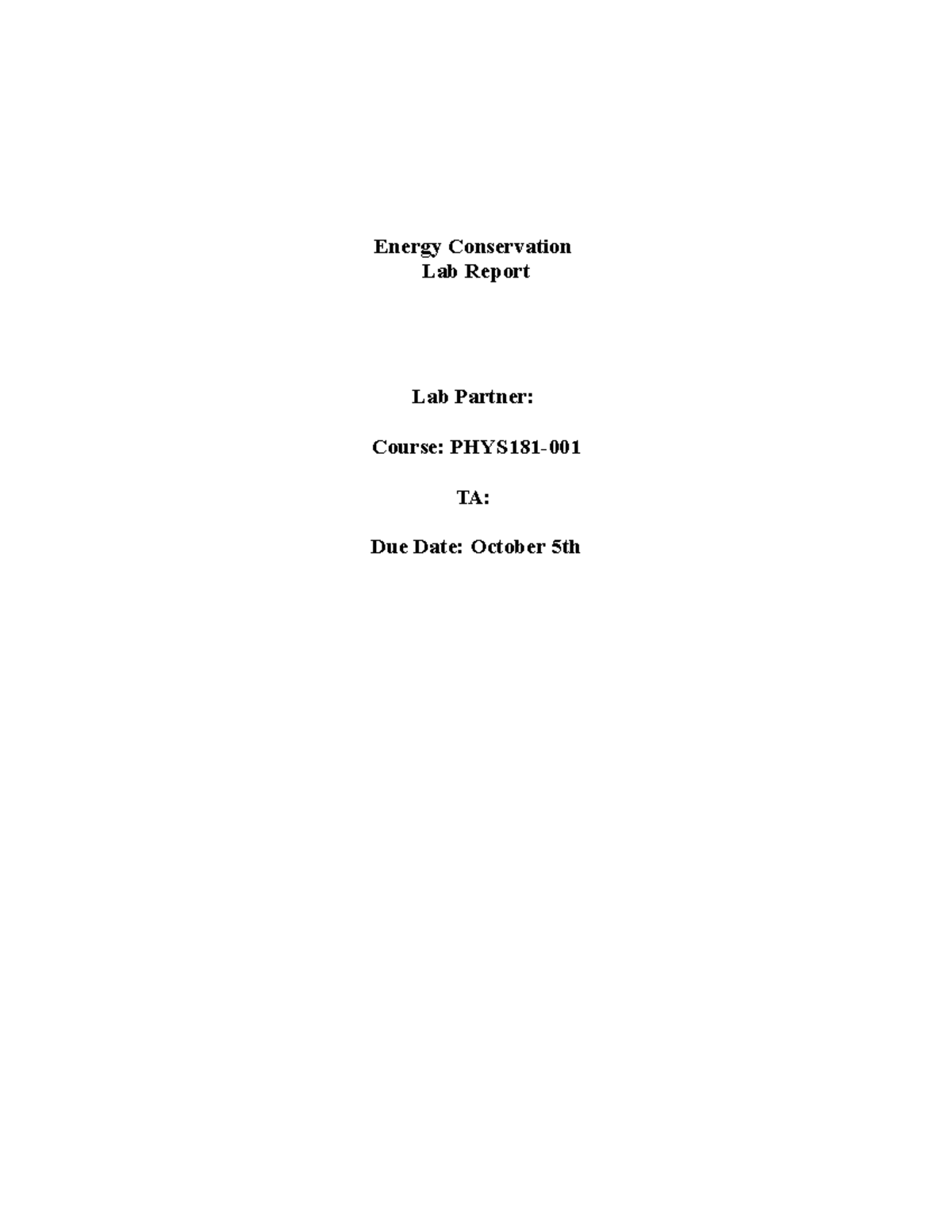 Energy Conservation Lab Report - Energy Conservation Lab Report Lab ...