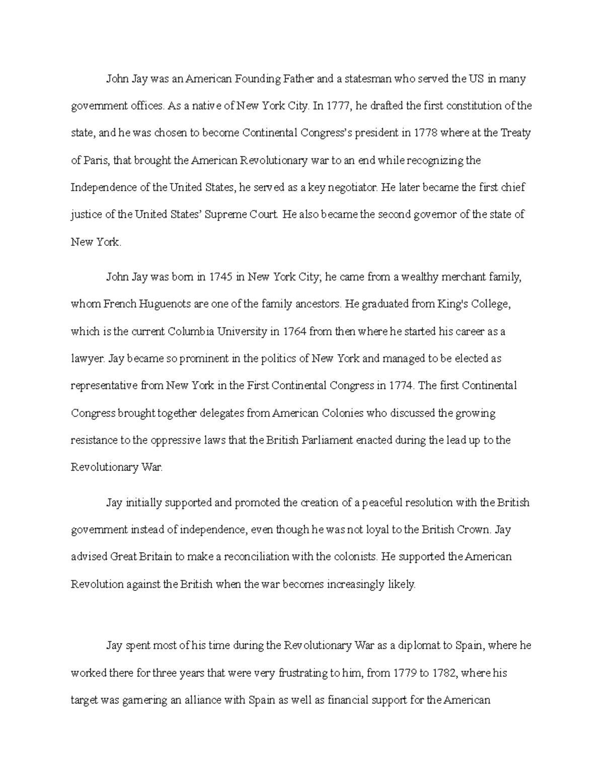 John Jay History - John Jay was an American Founding Father and a ...