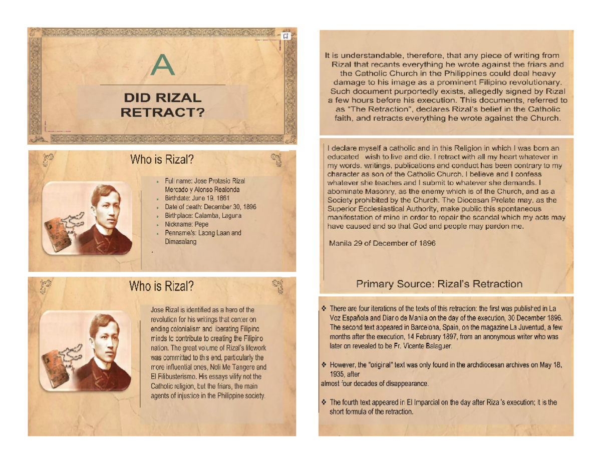 Did rizal retract - It is understandable, therefore, that any piece of ...