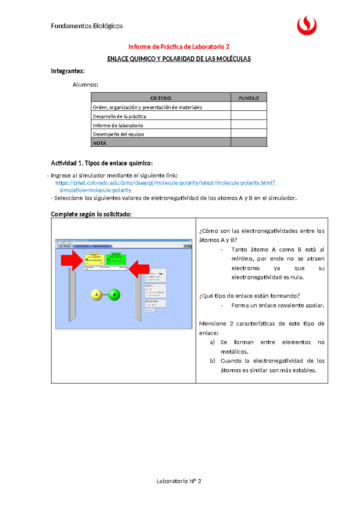 Lab02 Ficha de Trabajo - Fundamentos Biológicos Informe de Práctica de ...
