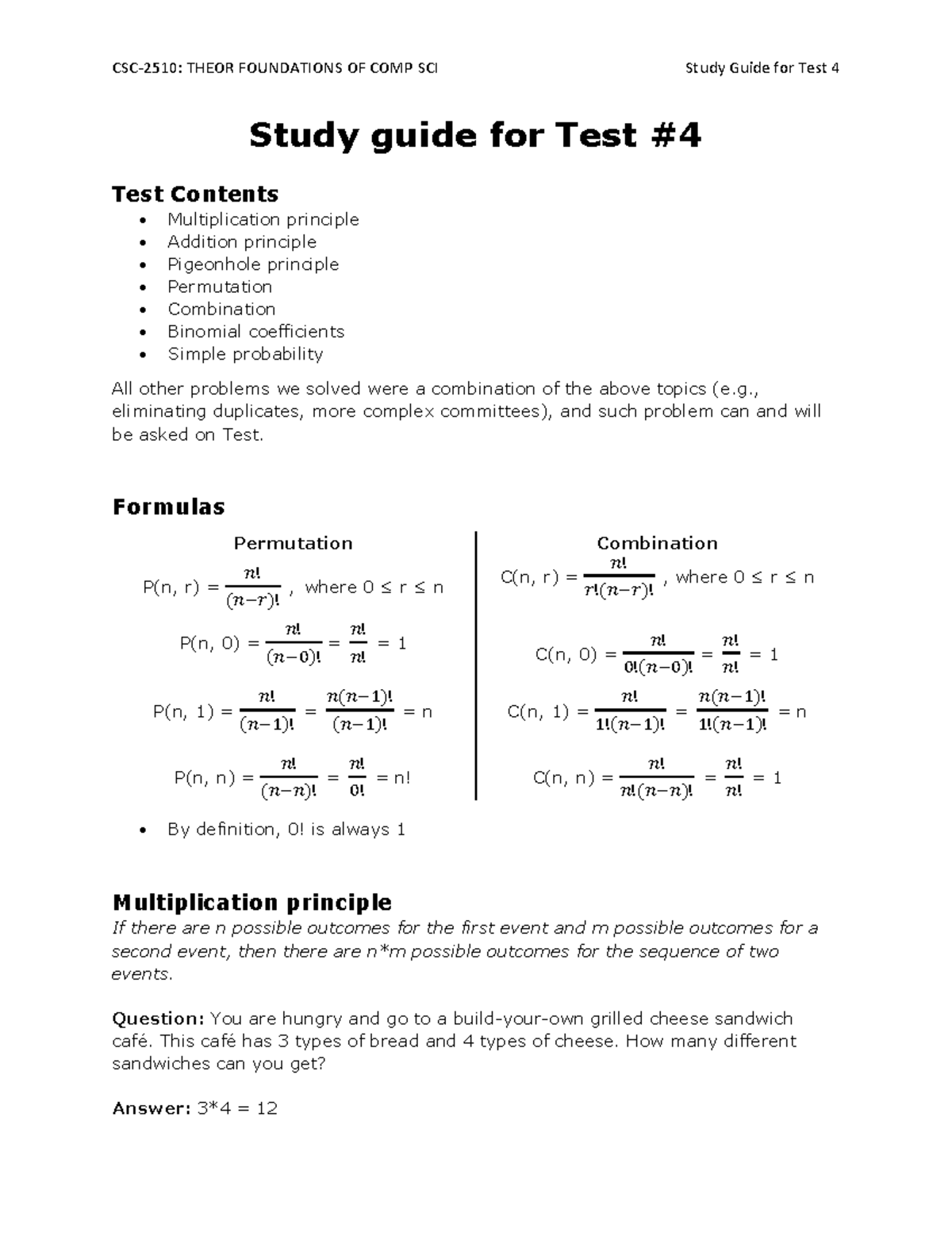 [CSC 2510]Study Guide Test 4 - CSC-2510: THEOR FOUNDATIONS OF COMP SCI ...
