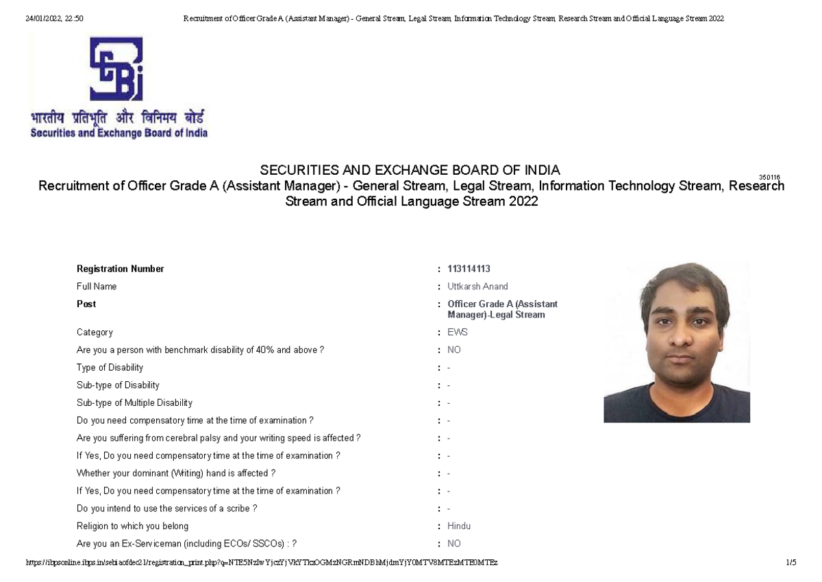 Recruitment of Officer Grade A (Assistant Manager) - General Stream ...