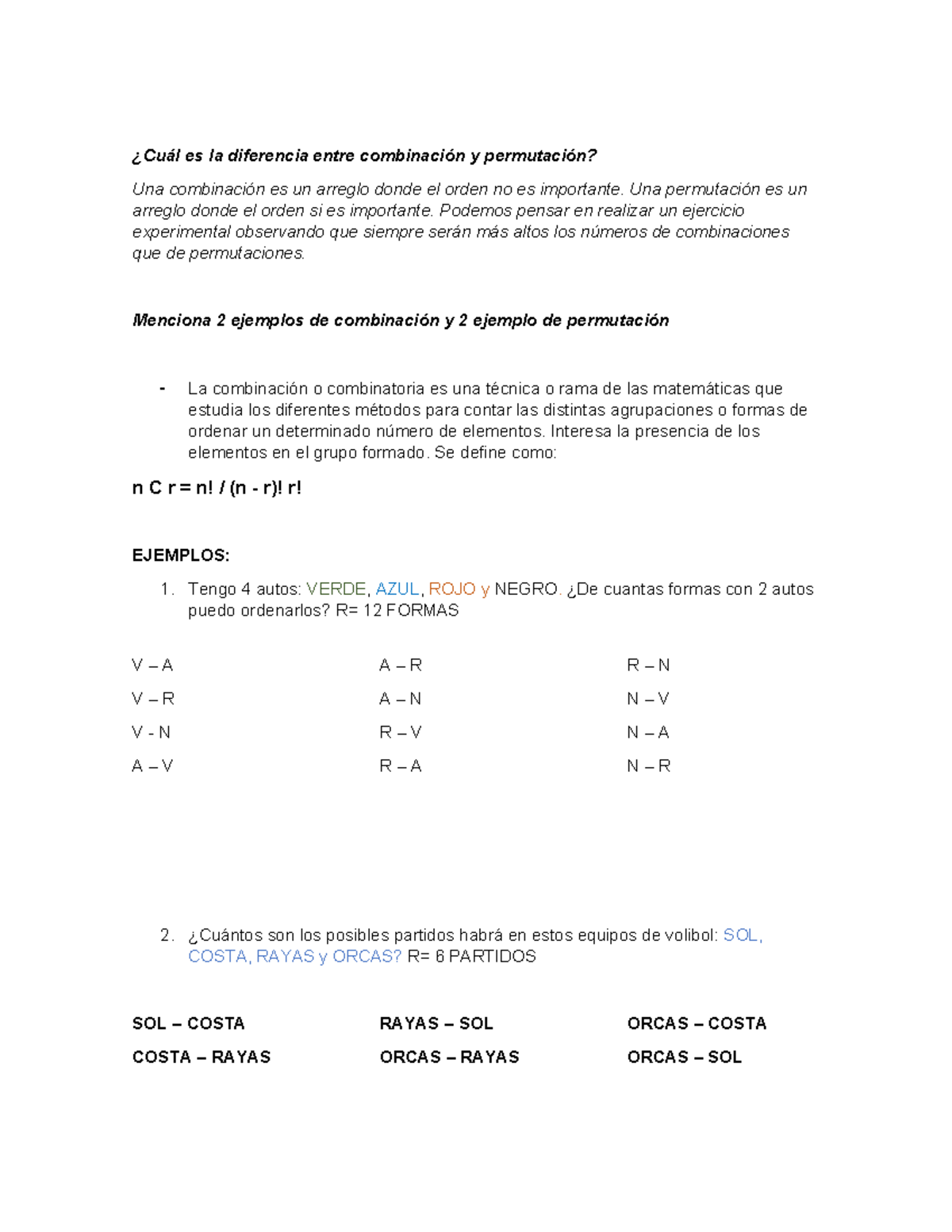 Permutacion Vs Combinacion ¿cuál Es La Diferencia Entre Combinación Y