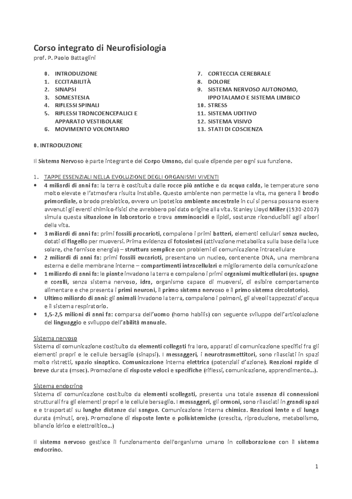 Neurofisiologia - Corso integrato di Neurofisiologia prof. P. Paolo ...