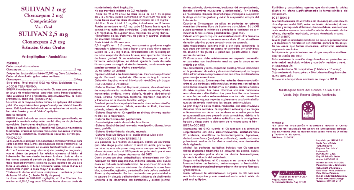 400000469 - Vggvv - FÓRMULA Cada comprimido contiene: - Studocu