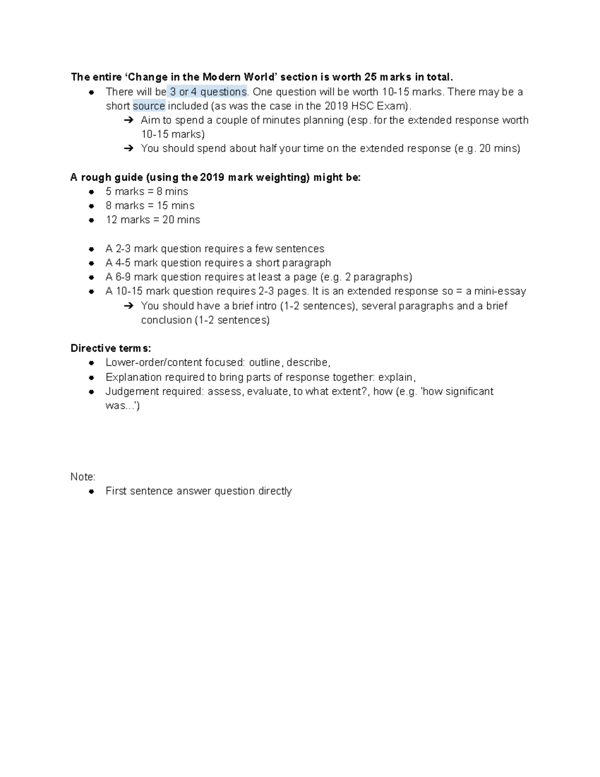 Modern History Practice Questions - The entire 8Change in the Modern ...