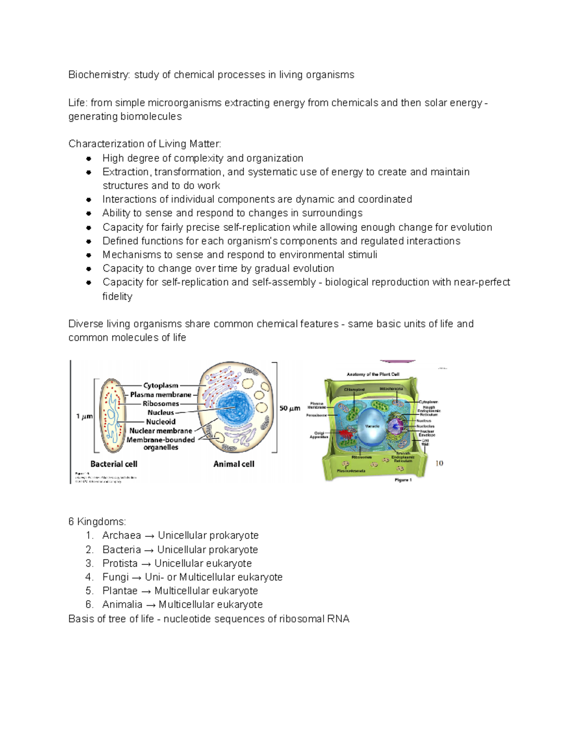 Foundations Biochemistry Notes - Biochemistry: study of chemical ...