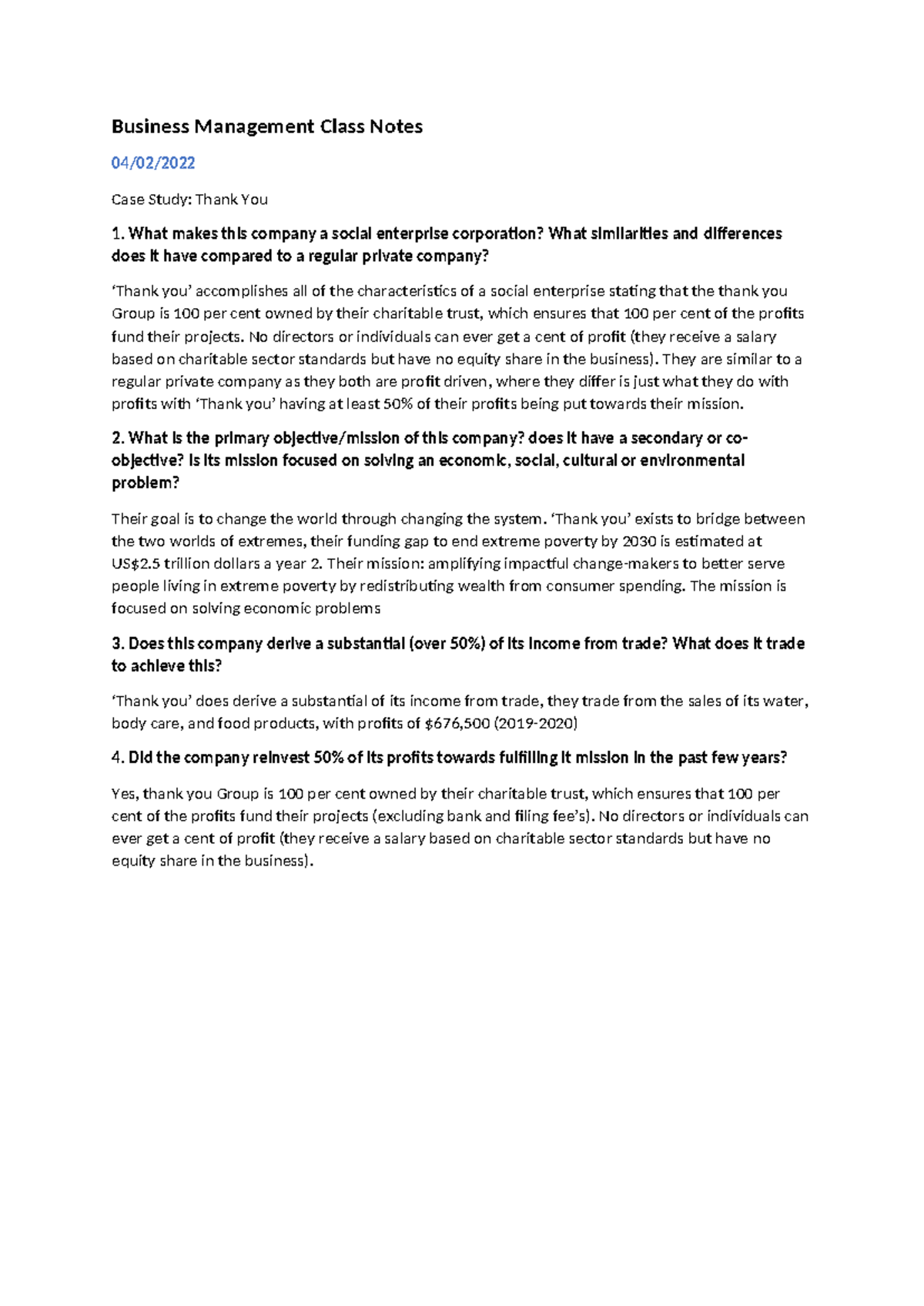 Business Management Class Notes - Business Management Class Notes 04/02 ...