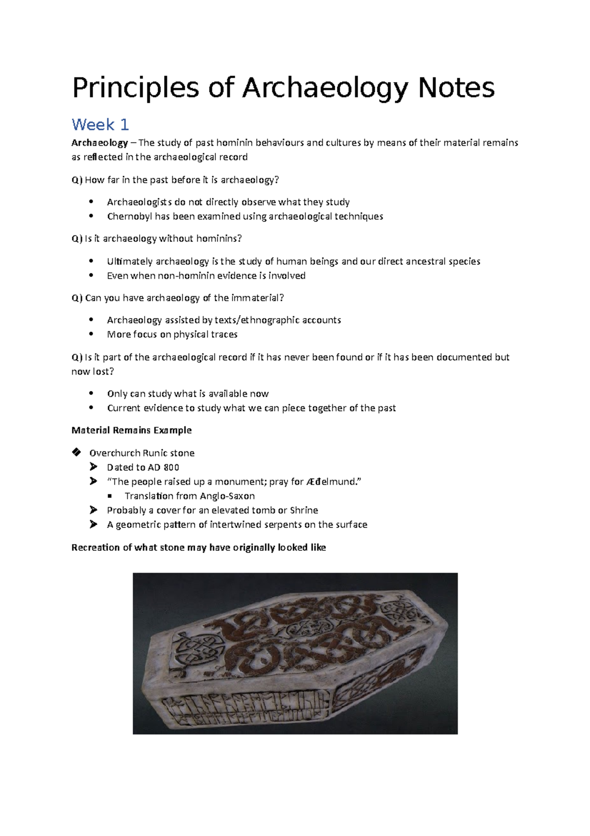 ALGY 101 Notes Week 1-5 - Principles of Archaeology Notes Week 1 ...