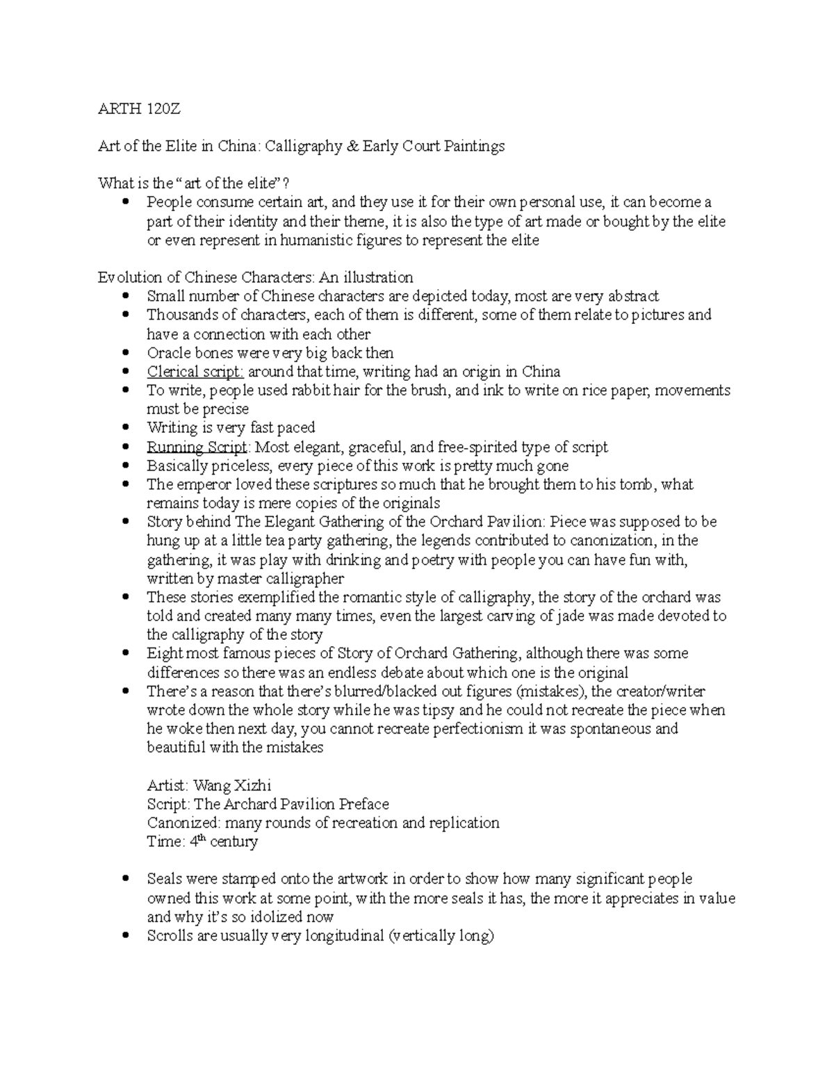 ARTH 120Z China Caligraphy - ARTH 120Z Art of the Elite in China ...