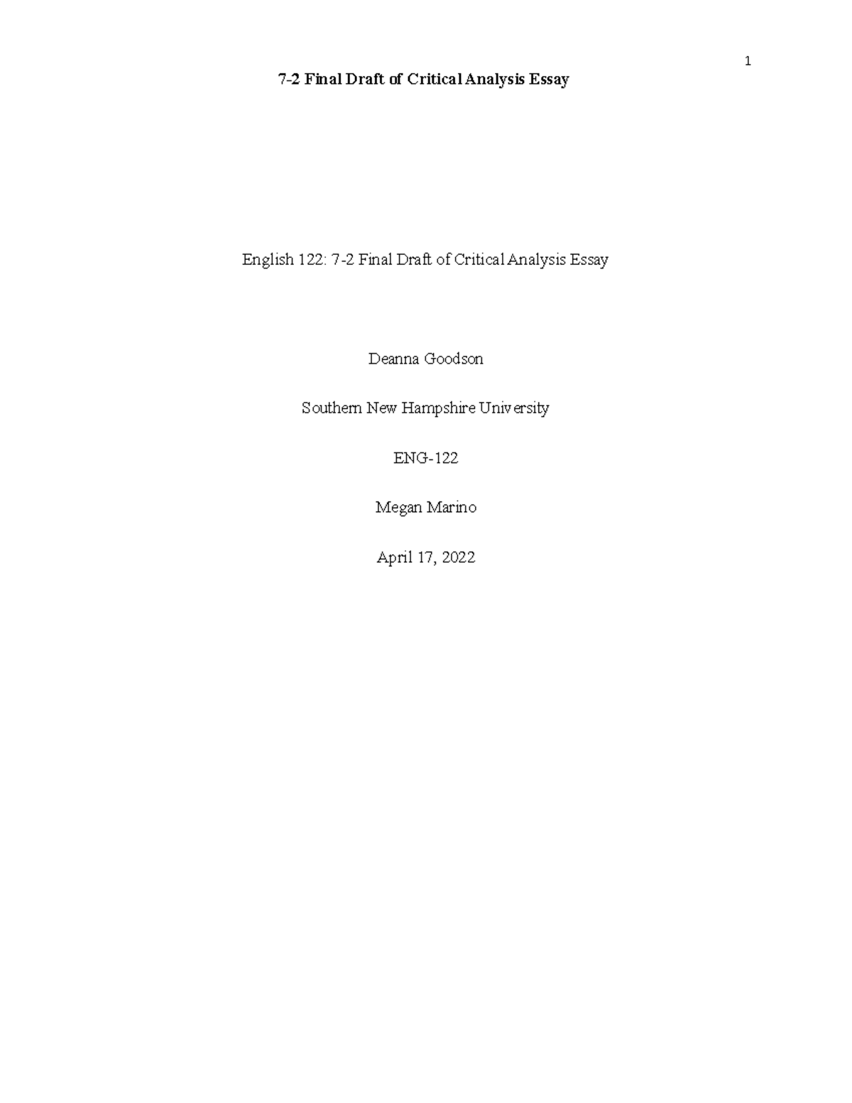 Eng-mod-7-2 Final Critical Analysis Essay - 7-2 Final Draft of Critical ...