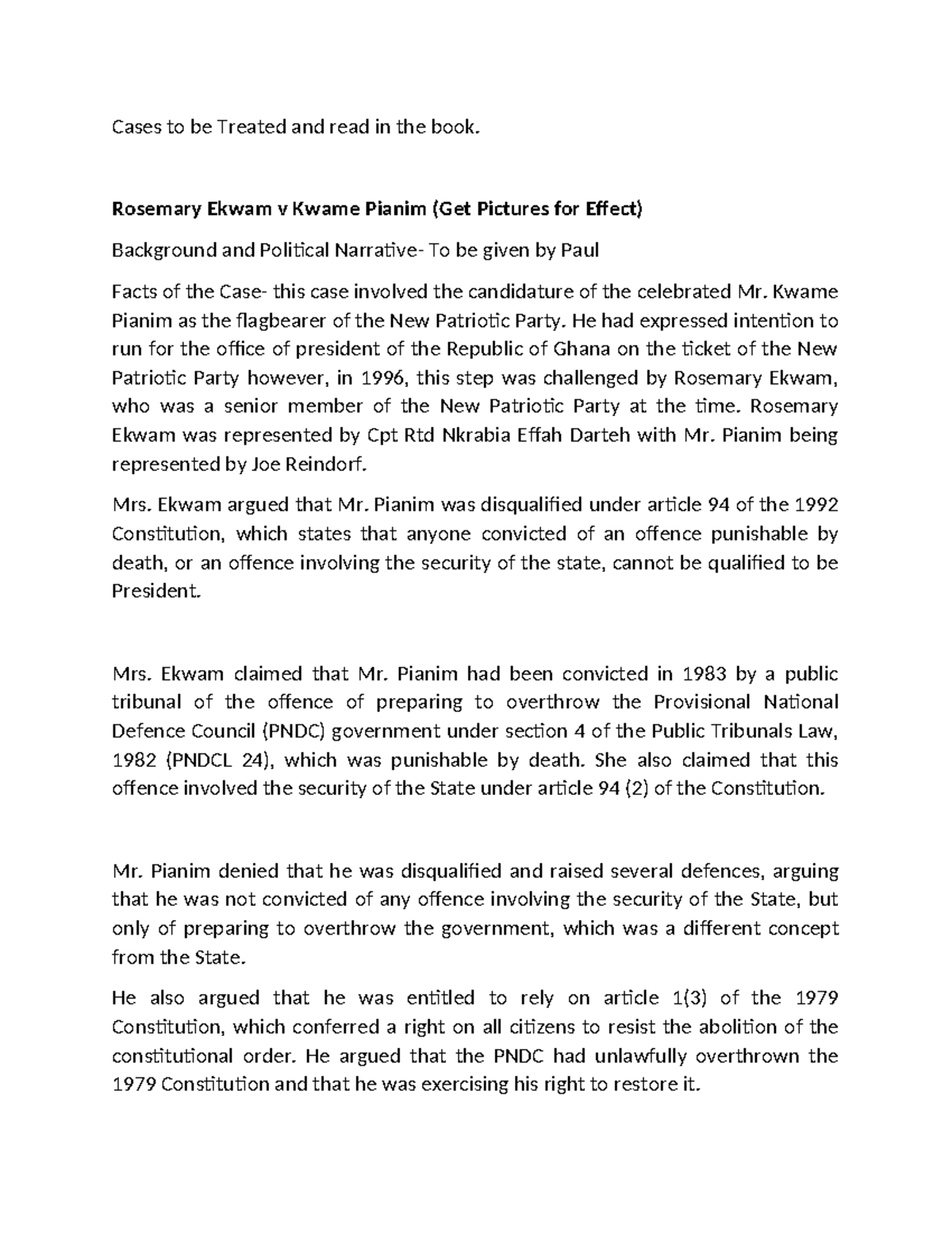 summary of cases in the supreme court in 1996 - Cases to be Treated and ...