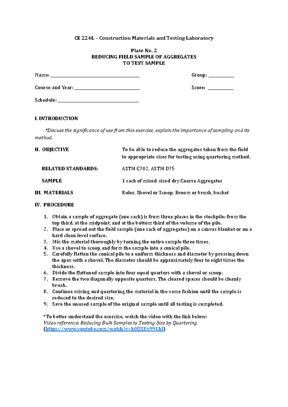 CE224L CMT Lab 2 - CE 224L – Construction Materials and Testing ...