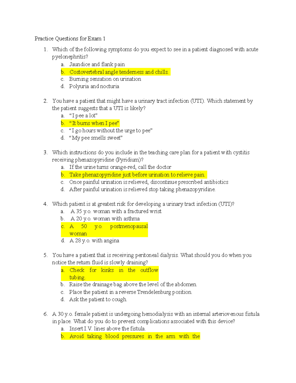 Practice questions for exam 1 - Practice Questions for Exam 1 1. Which ...