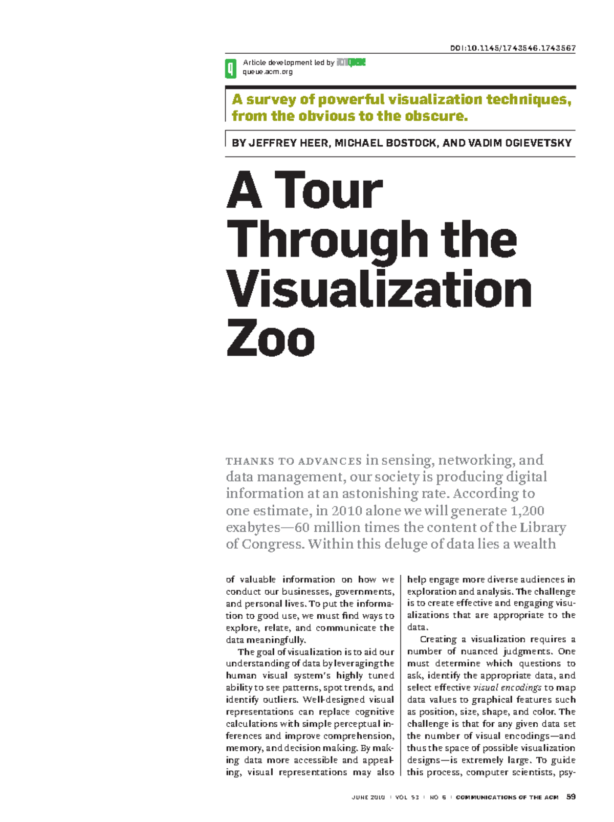 A Tour through the visualization zoo - JUNe 2010 | VoL. 53 | No. 6 ...