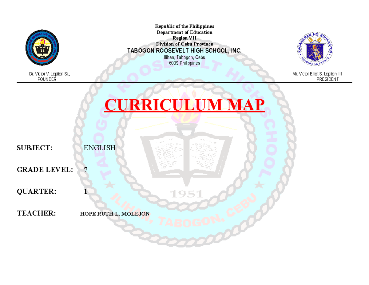 English 7 -Q1 CM - curriculum map - O V E O Republic of the Philippines Department of Education ...