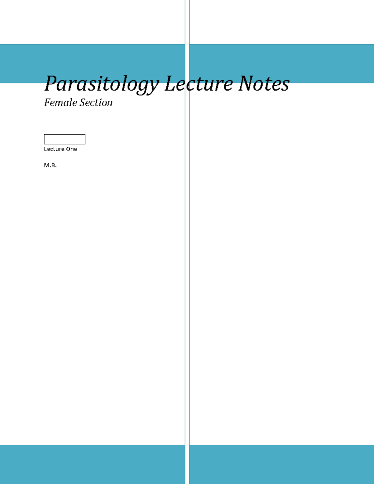 Parasitology Lecture Notes - Parasitology Lecture Notes Female Section ...