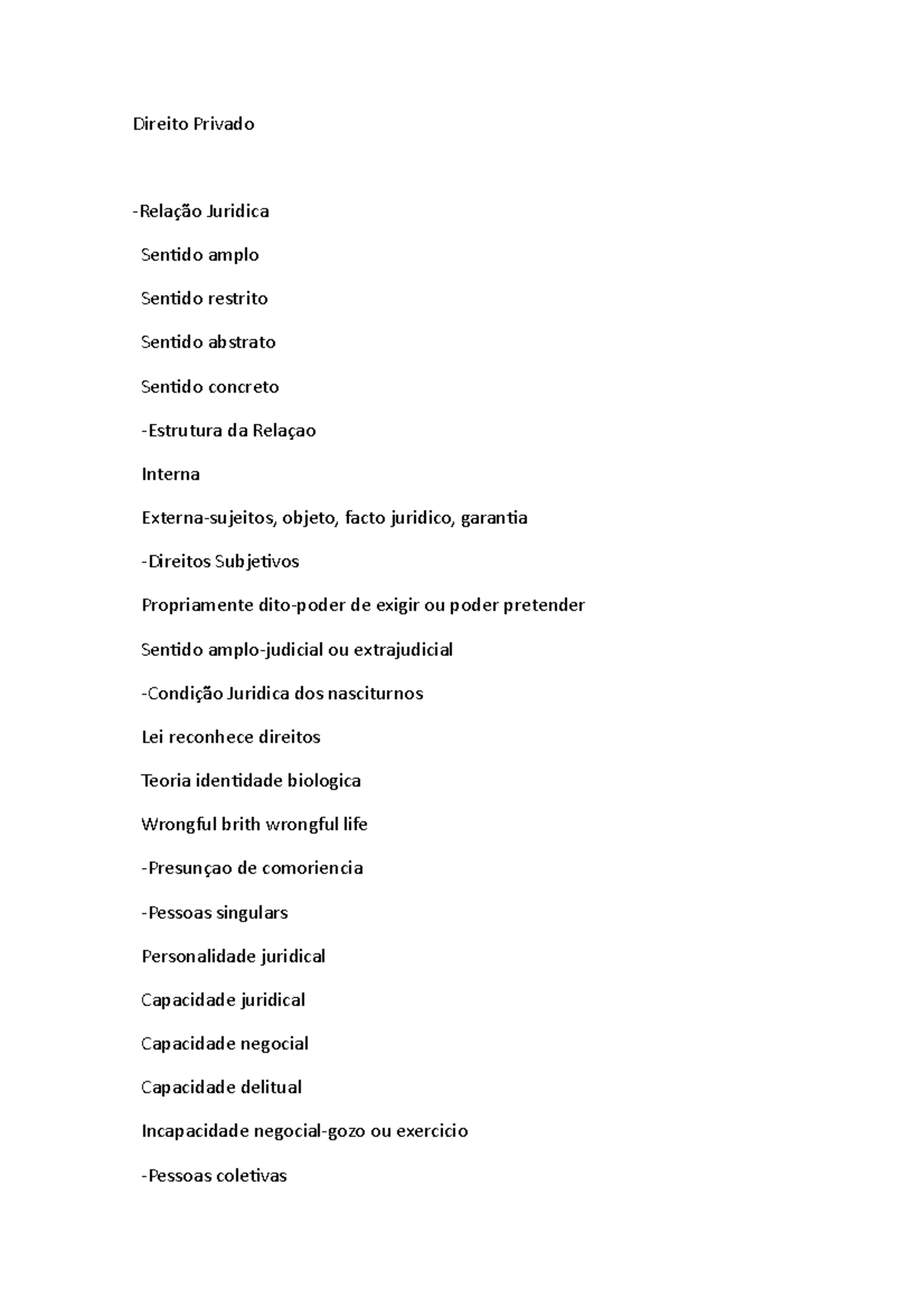Privado - Direito Privado -Relação Juridica Sentido amplo Sentido ...