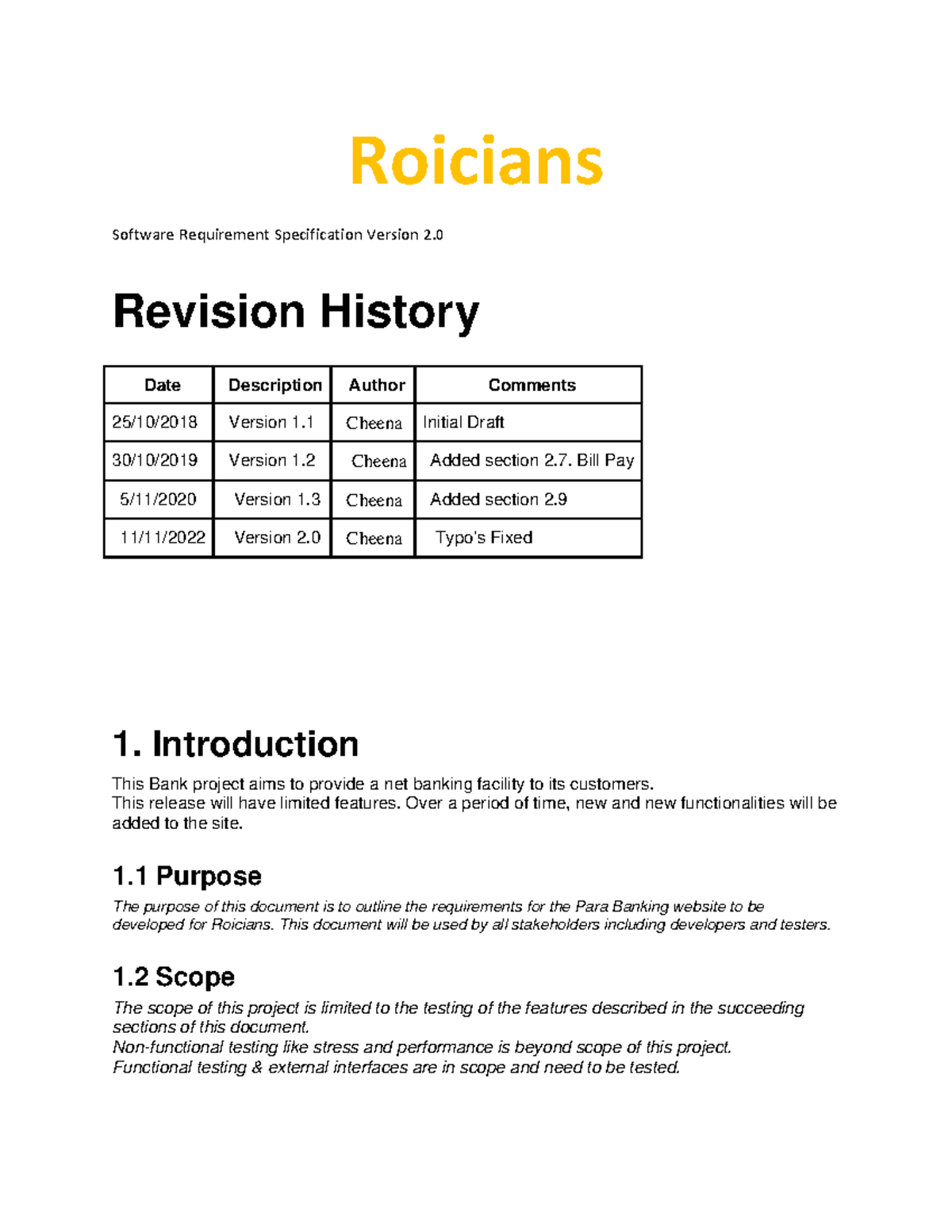 SRS Bank - i need test plan for this documnet - Roicians Software ...