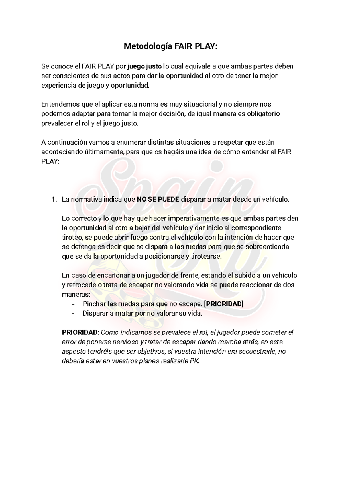 Normativa Fairplay Spain RP 04-04-2024 - Metodología FAIR PLAY: Se ...