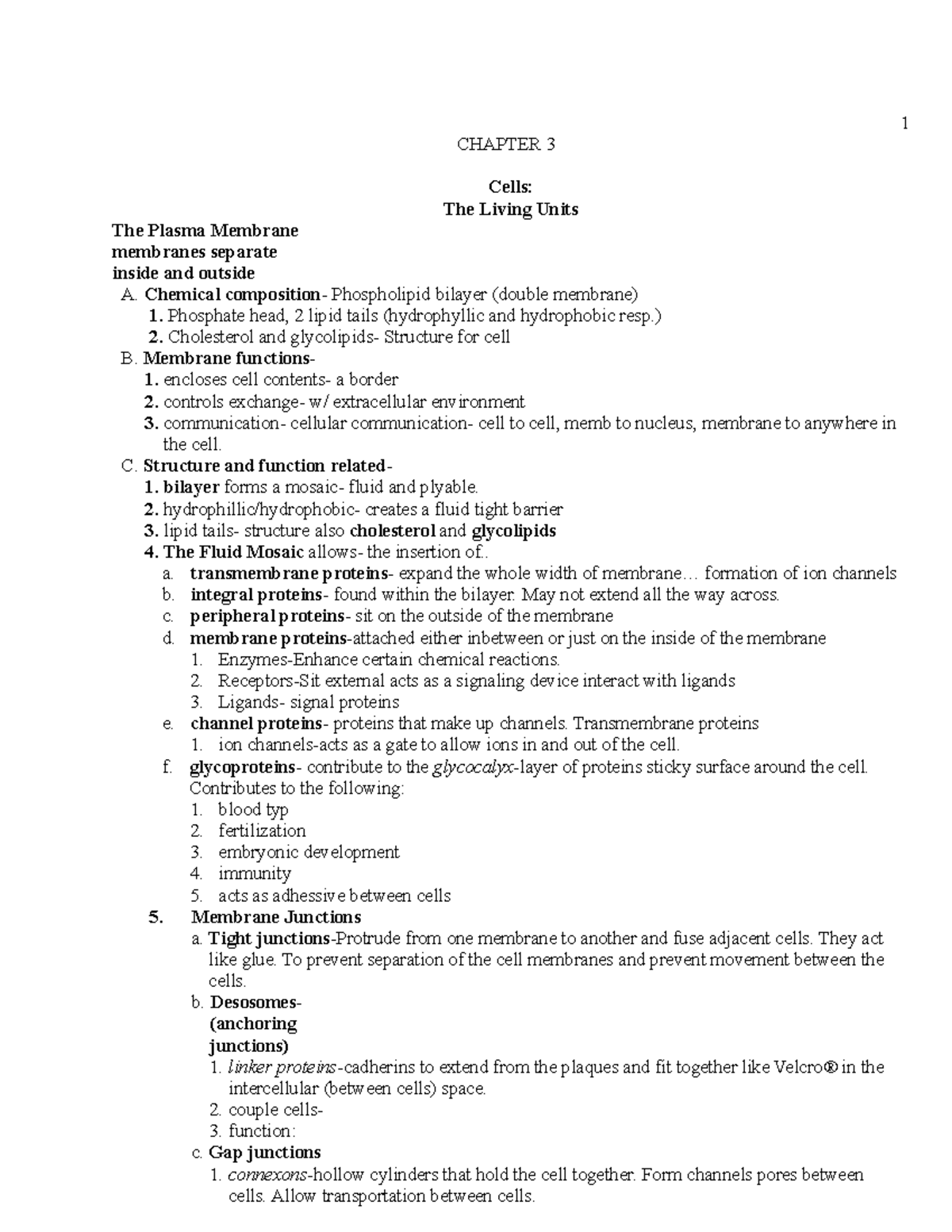 Chapter 3 The Cell - the cell - CHAPTER 3 The Plasma Membrane membranes ...