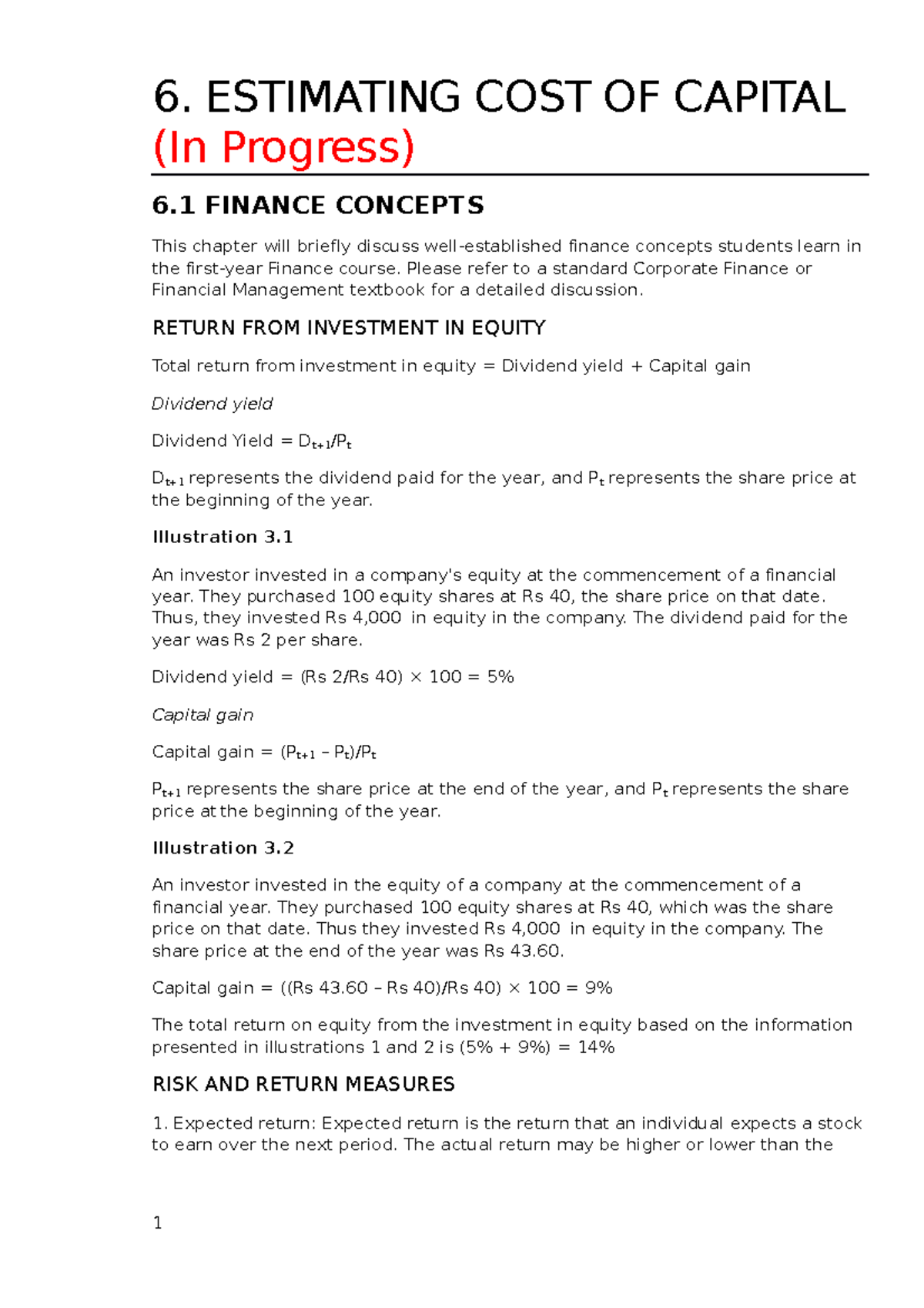 Corporate Valuation - 6. ESTIMATING COST OF CAPITAL (In Progress) 6 ...