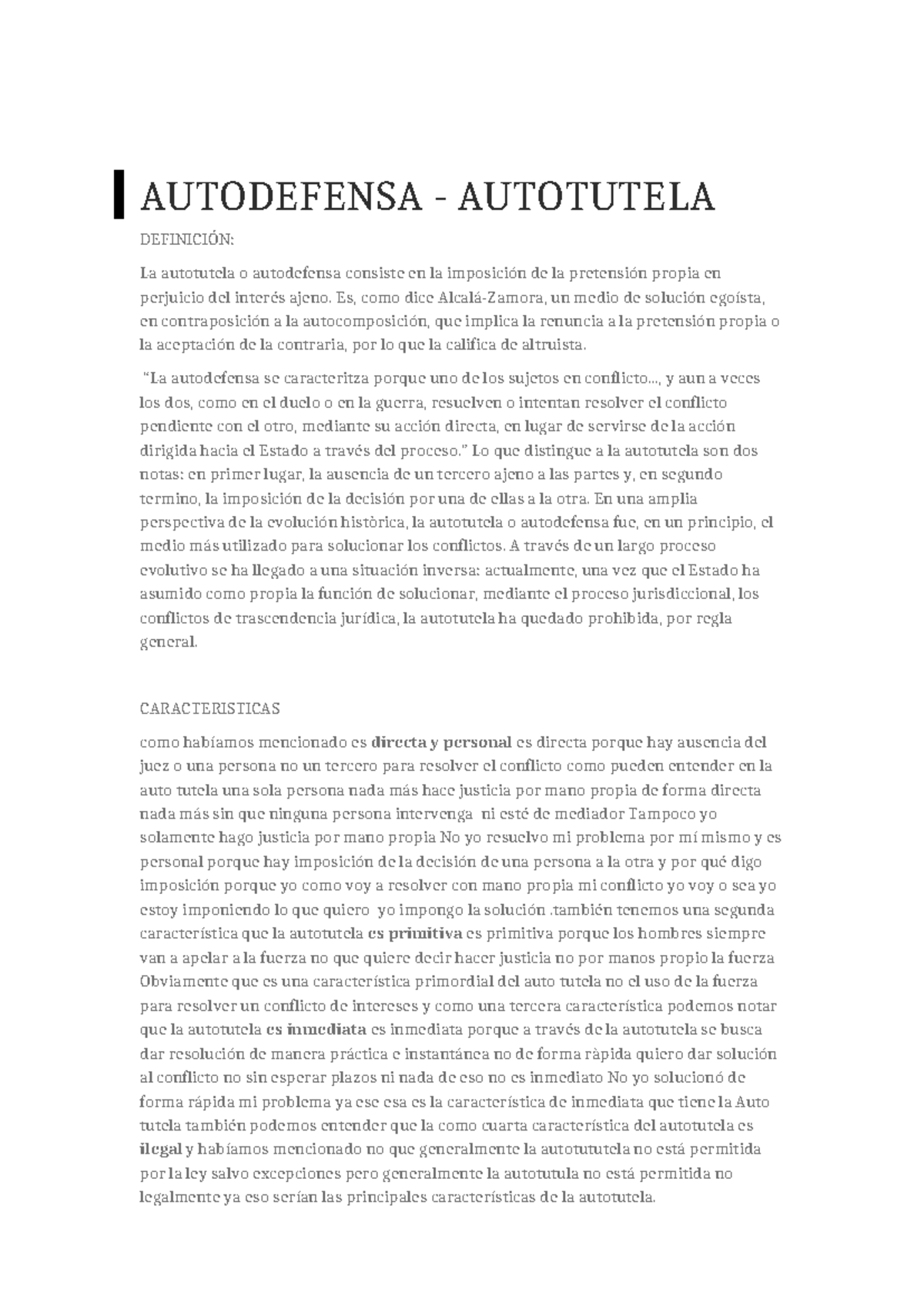 Autotutela - trabajo - AUTODEFENSA - AUTOTUTELA DEFINICIÓN: La ...
