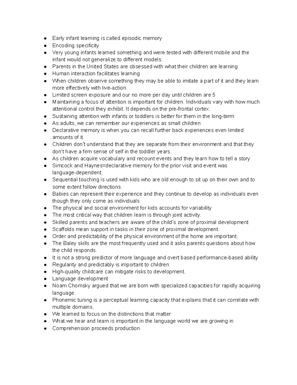 Child Psychology - Notes - Early infant learning is called episodic ...