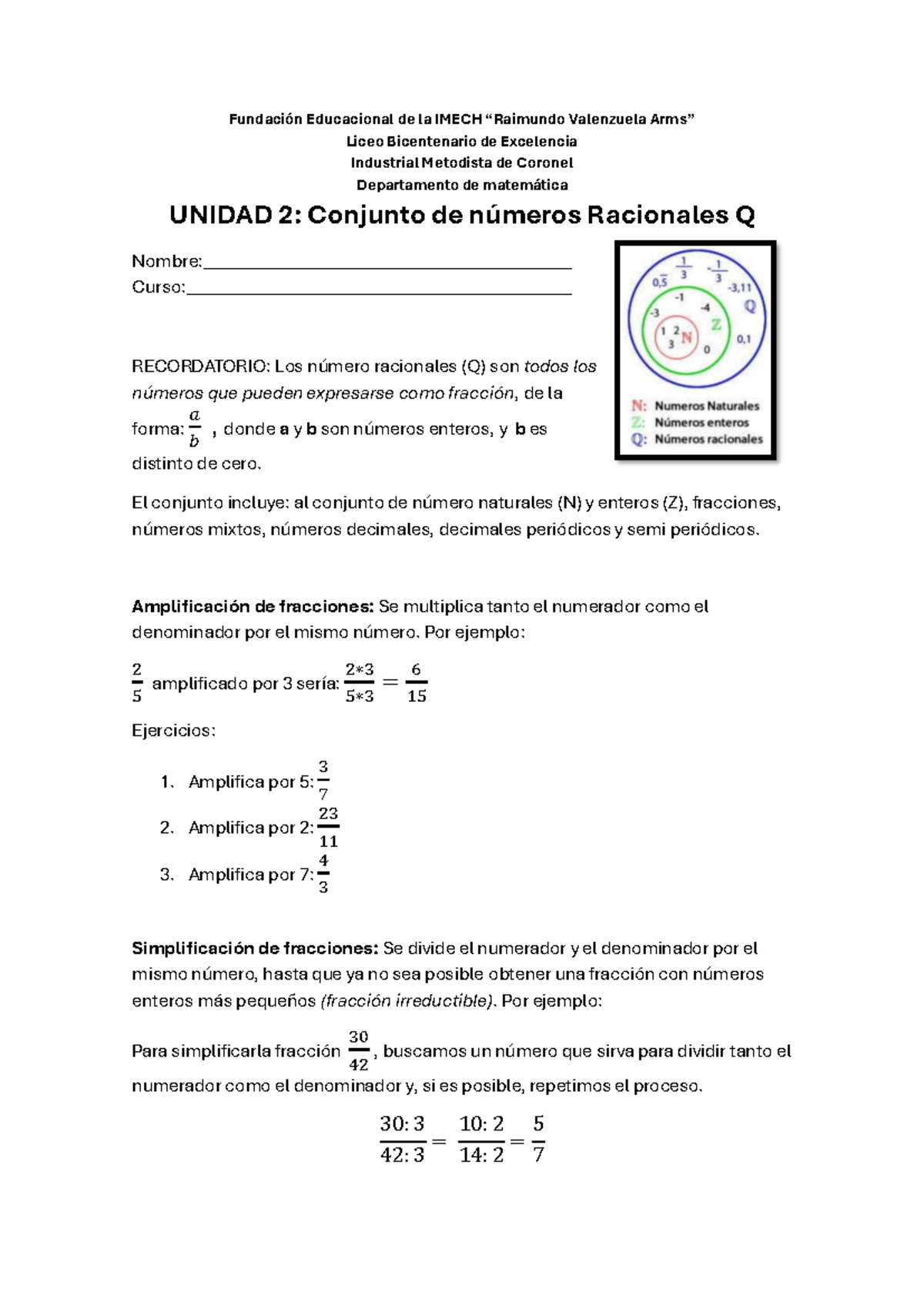 Guía Racionales - Fundación Educacional de la IMECH “Raimundo ...