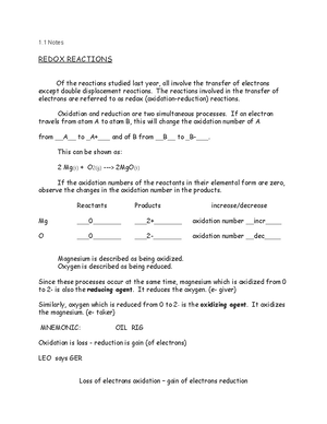 1.2 Notes (1) 3-3 redox - SCH 4U Balancing Redox Equations: The ...