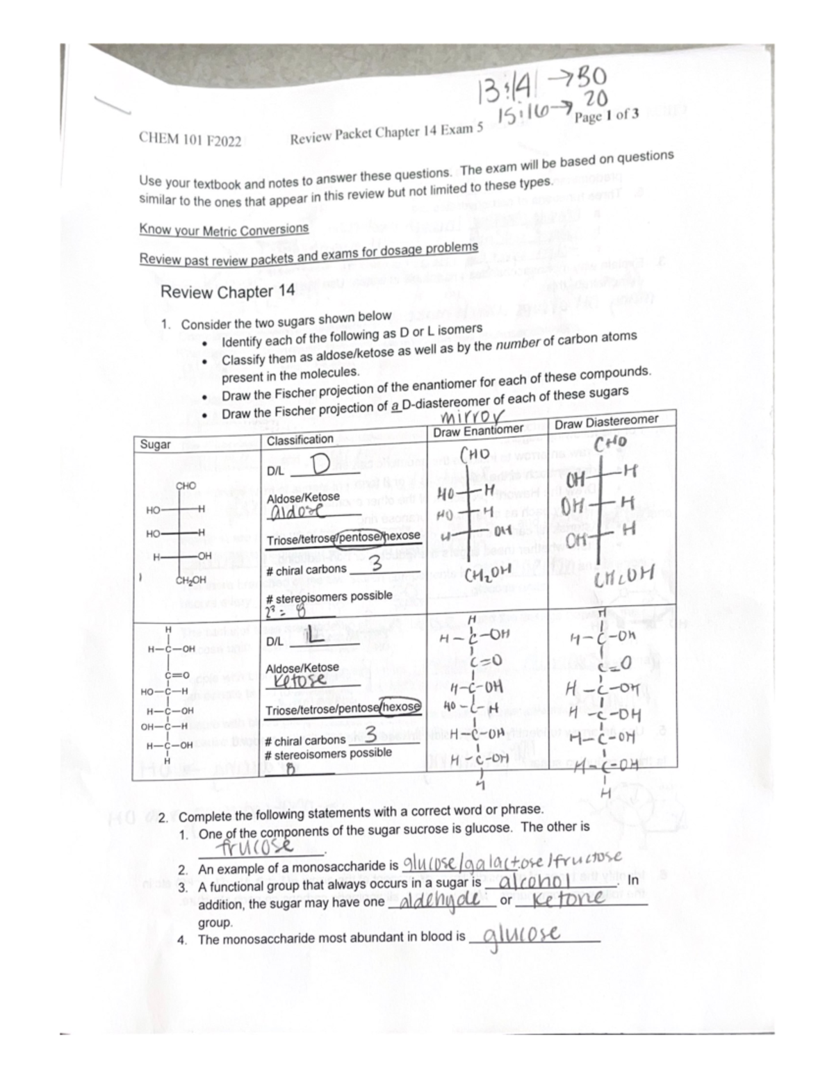 Exam 5 (ch 14-16) Chem Review - CHEM 101 - Studocu