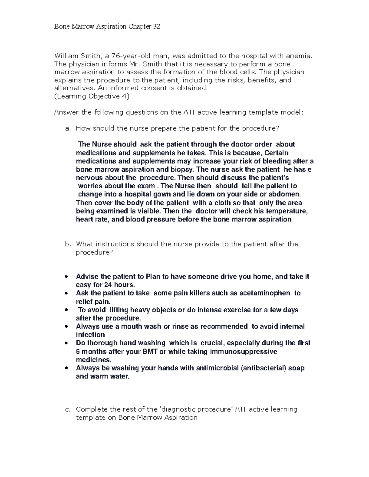 Bone Marrow aspiration activity - Bone Marrow Aspiration Chapter 32 ...