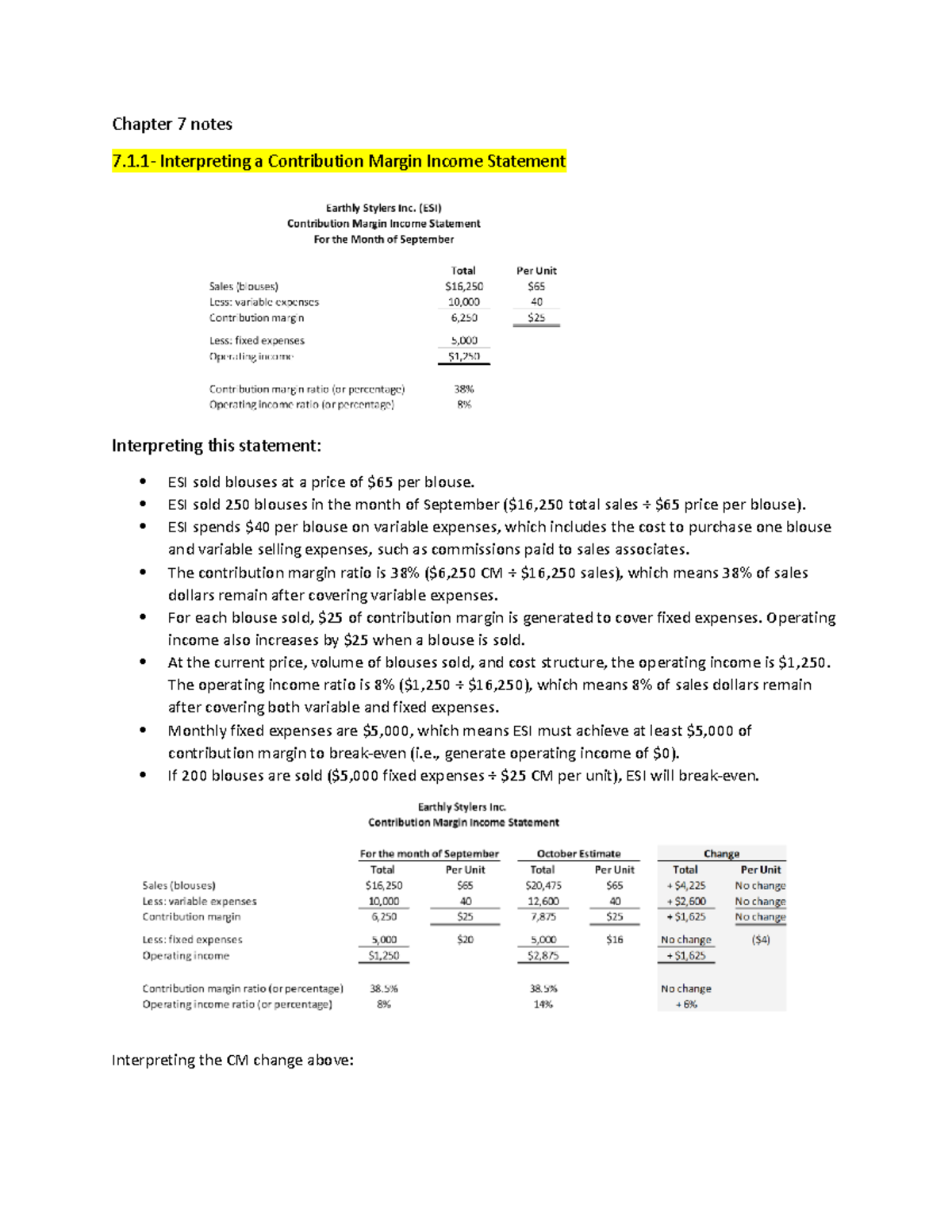 Chapter 7 notes afm 191 - Chapter 7 notes 7.1- Interpreting a ...