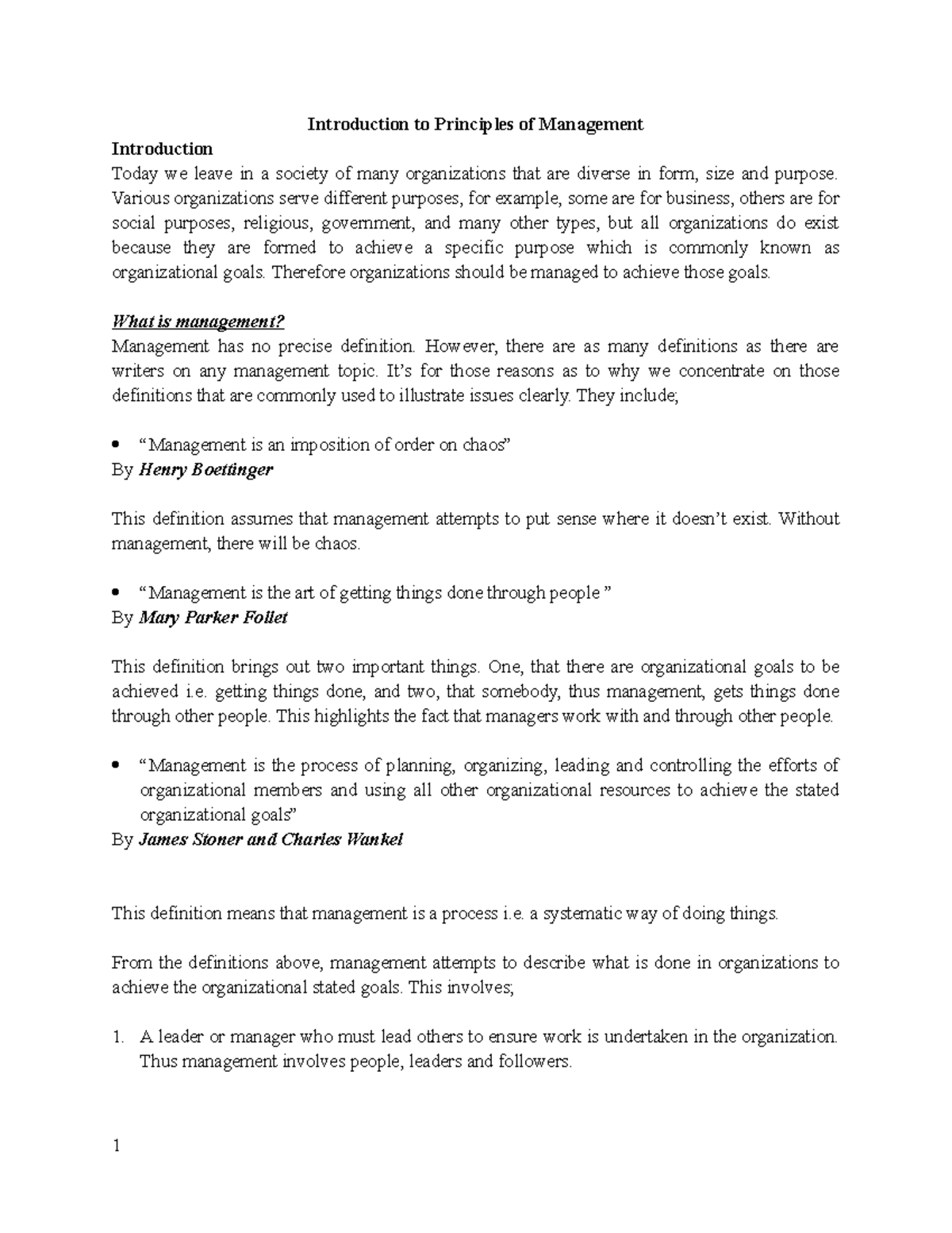 Introduction to Principles of Management-1 - Introduction to Principles ...