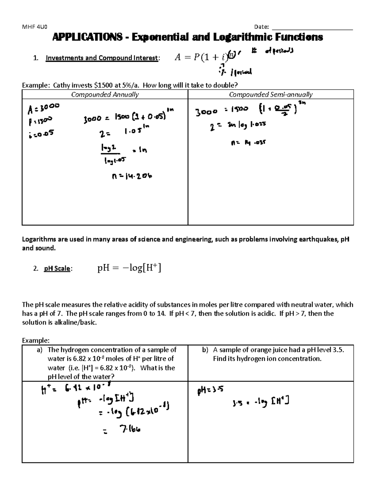 6.9 Applications - MHF 4U0 Date: ________________________ APPLICATIONS ...