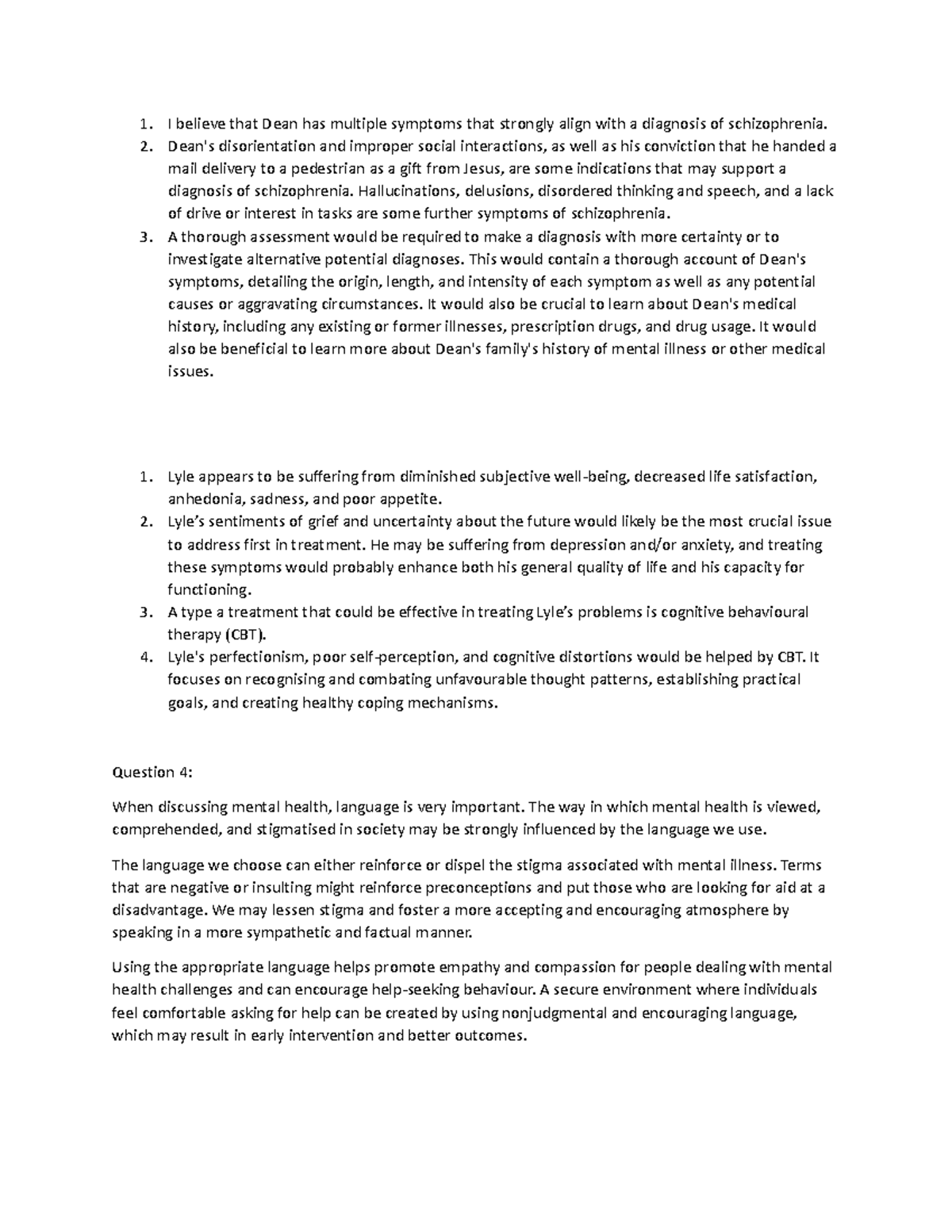 PSYC 100 Week 11 Activity Prep - I believe that Dean has multiple ...