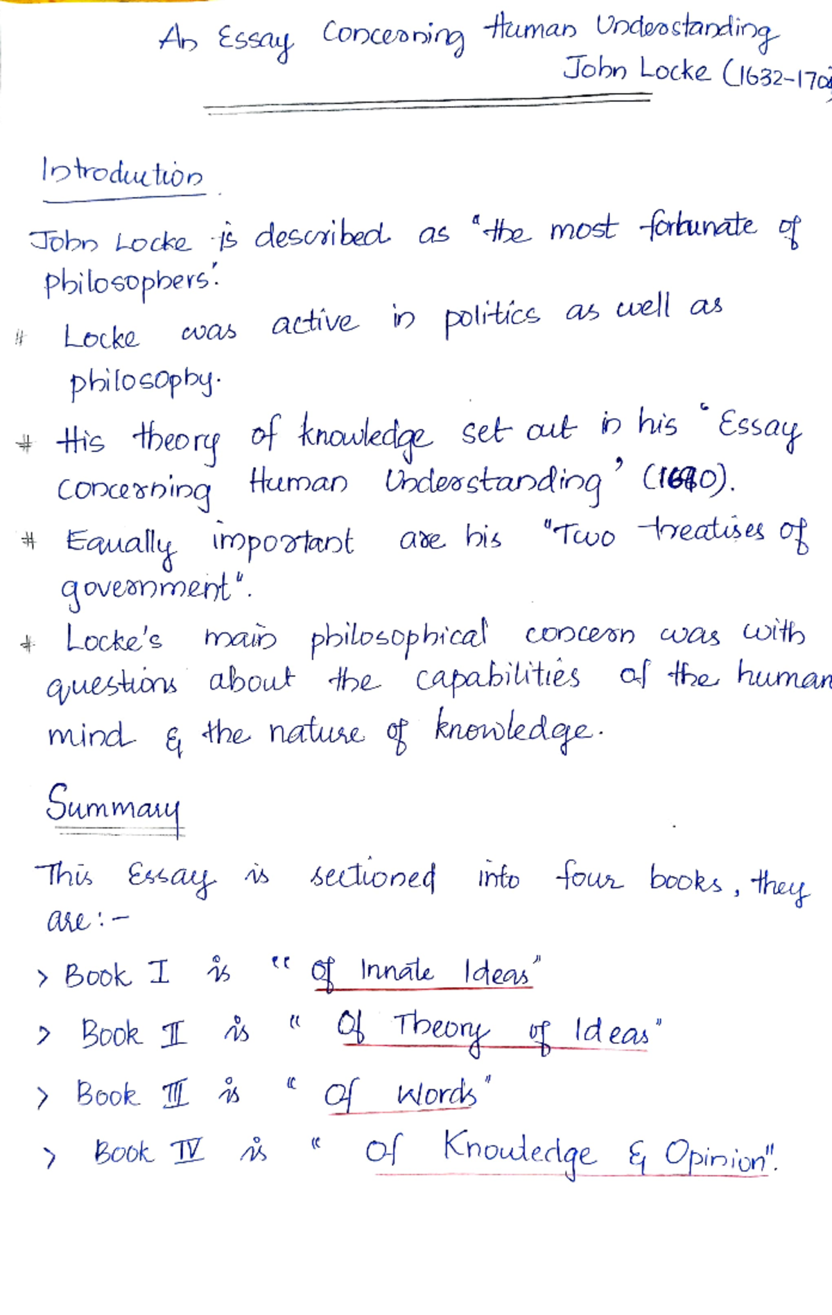 John Locke brief note - Easy points to understand easy to score marks ...