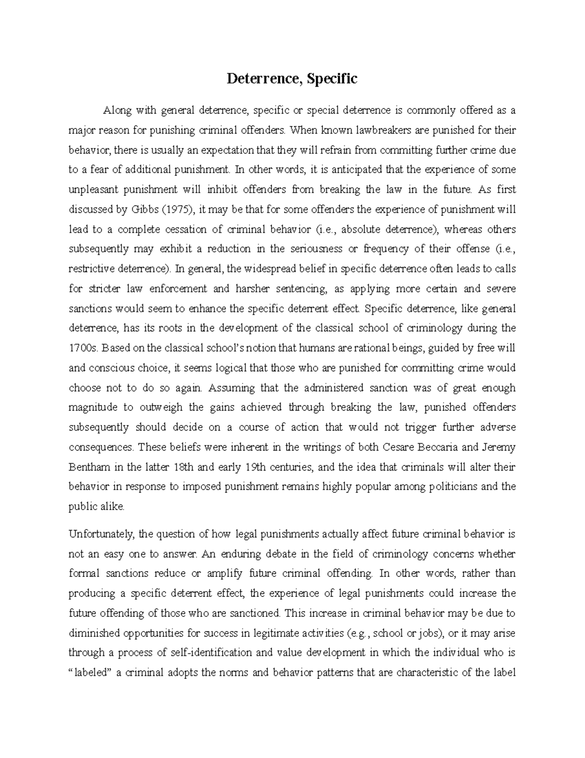 Deterrence, Specific - Deterrence, Specific Along with general ...