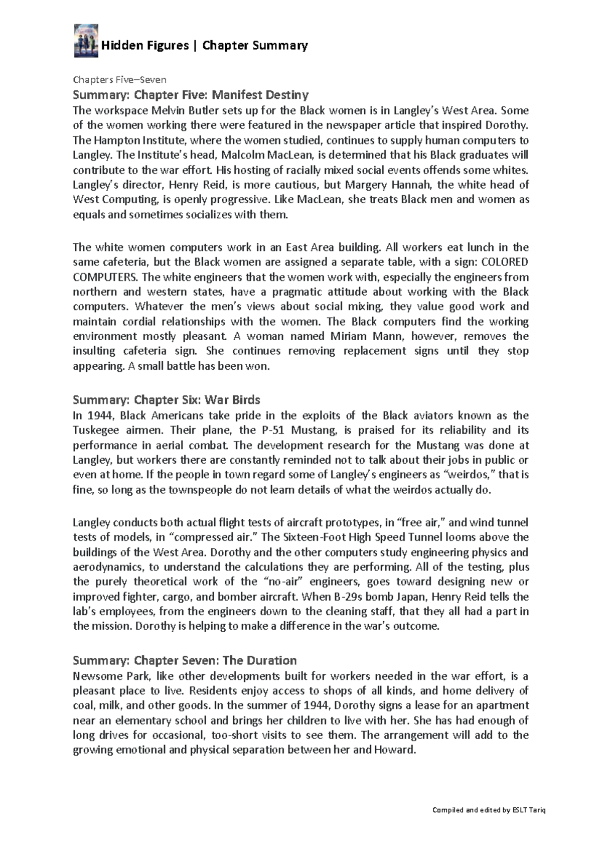 Hidden Figures Summaries Ch 5-7 - Hidden Figures | Chapter Summary ...
