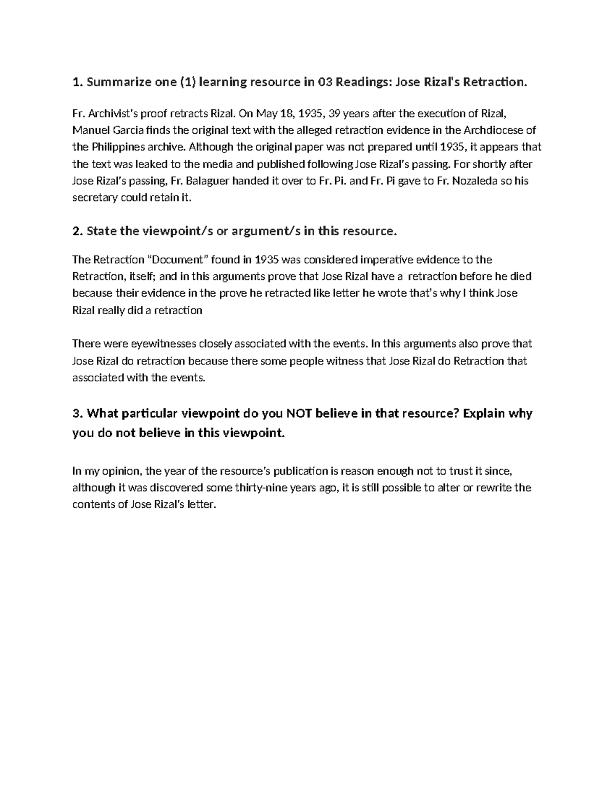 Retraction - asdasdasd - 1. Summarize one (1) learning resource in 03 ...