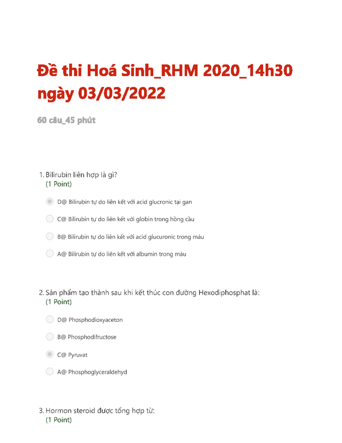 RHM-2020 - Hóa Sinh - Studocu