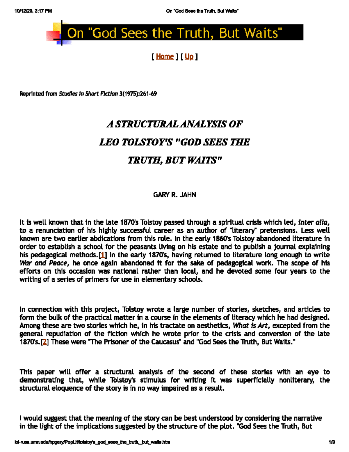 leo tolstoy analysis - ballb - Studocu