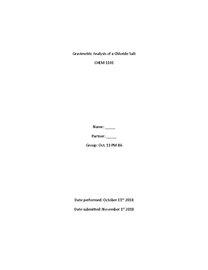Spectrophotometric Analysis of Iron (Fe) Lab Report - Chem 1101 ...