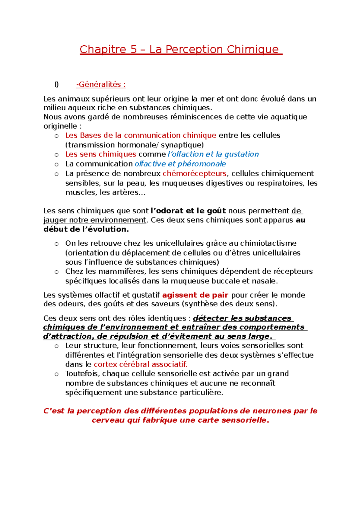 Chapitre 5 - La Perception chimique - Chapitre 5 – La Perception ...