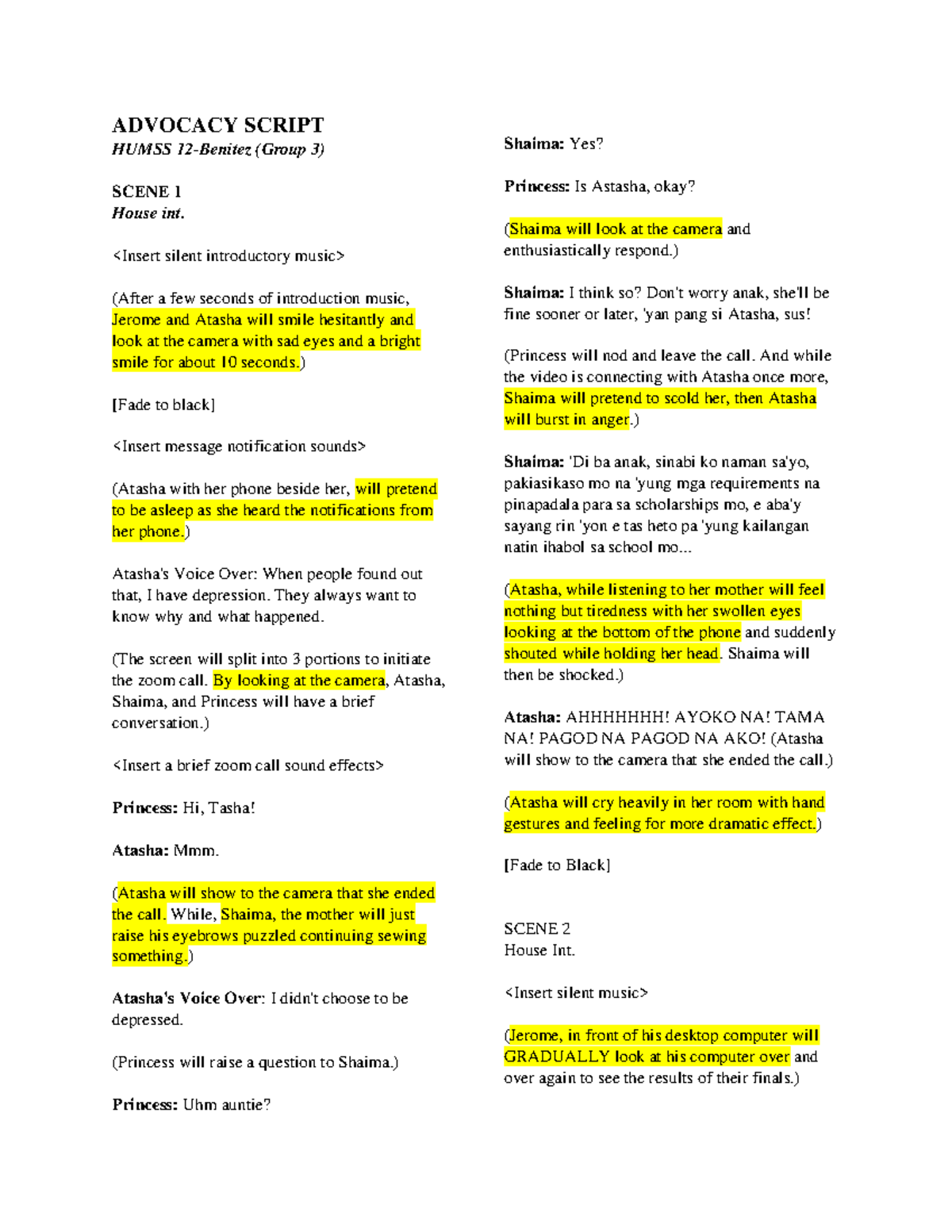 Advocacy Script ( Group 3) - BS in Medical Technology - University of ...