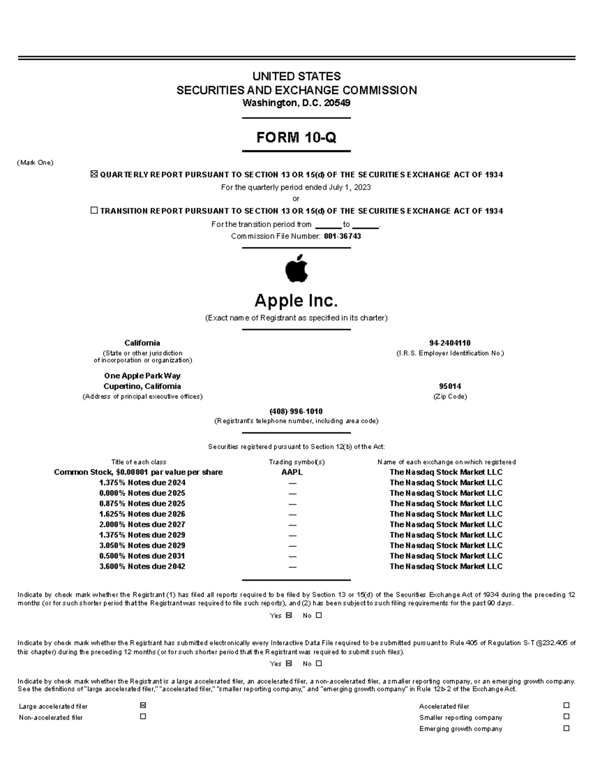Apple 2023 10Q - UNITED STATES SECURITIES AND EXCHANGE COMMISSION ...