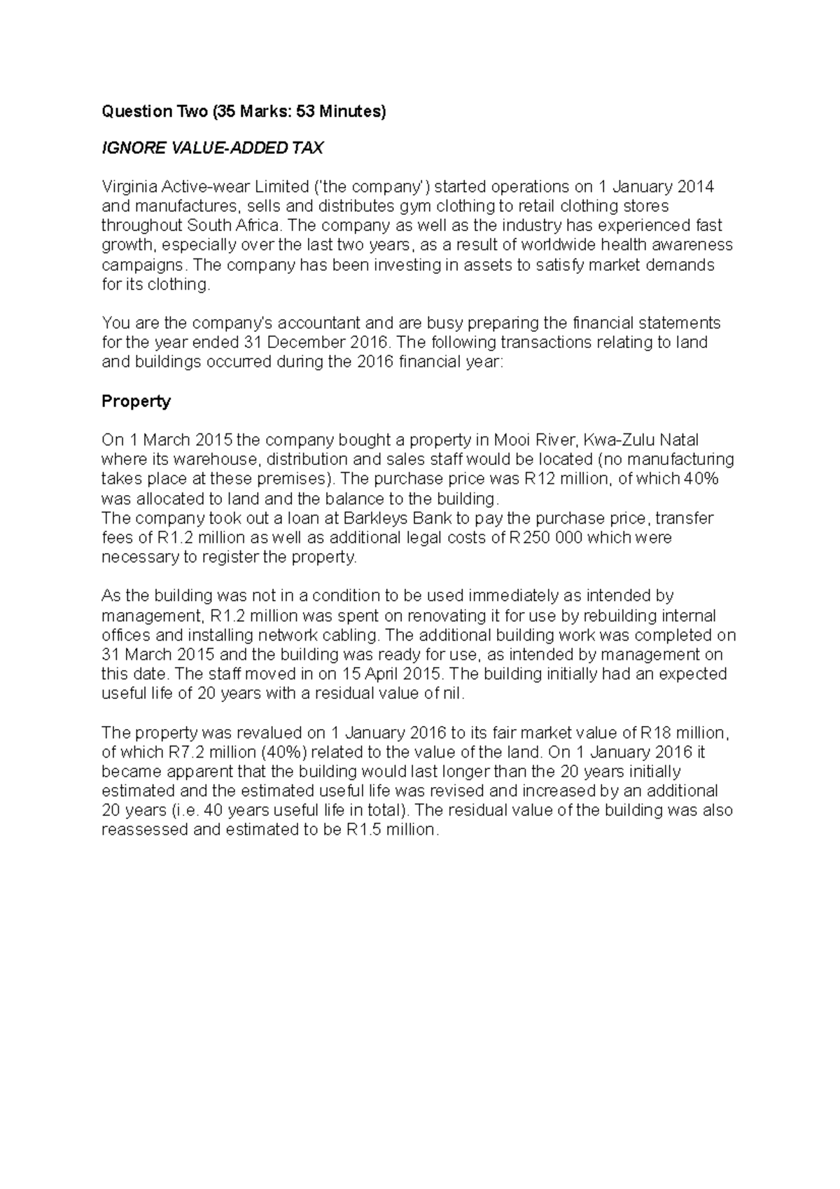 Tutorial 9 Question 2 - exam practical - Question Two (35 Marks: 53 ...