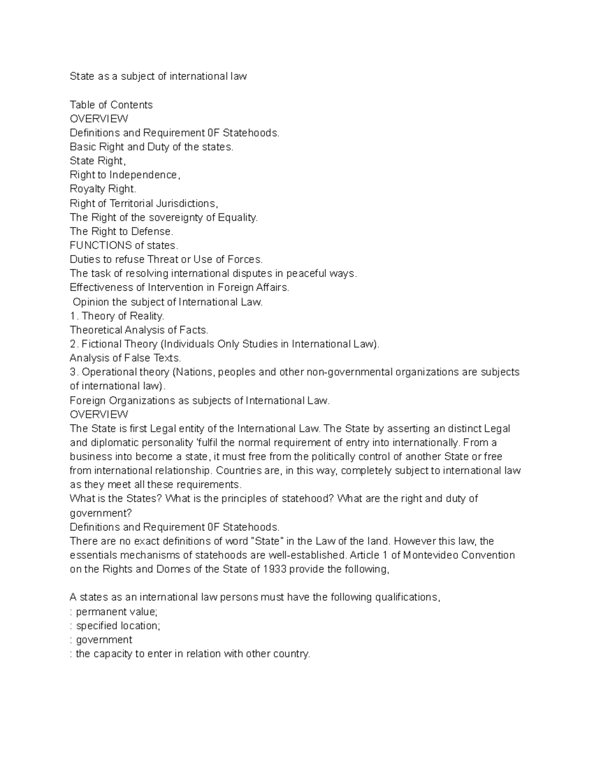 State as a subject of international law- Discuss - State as a subject ...