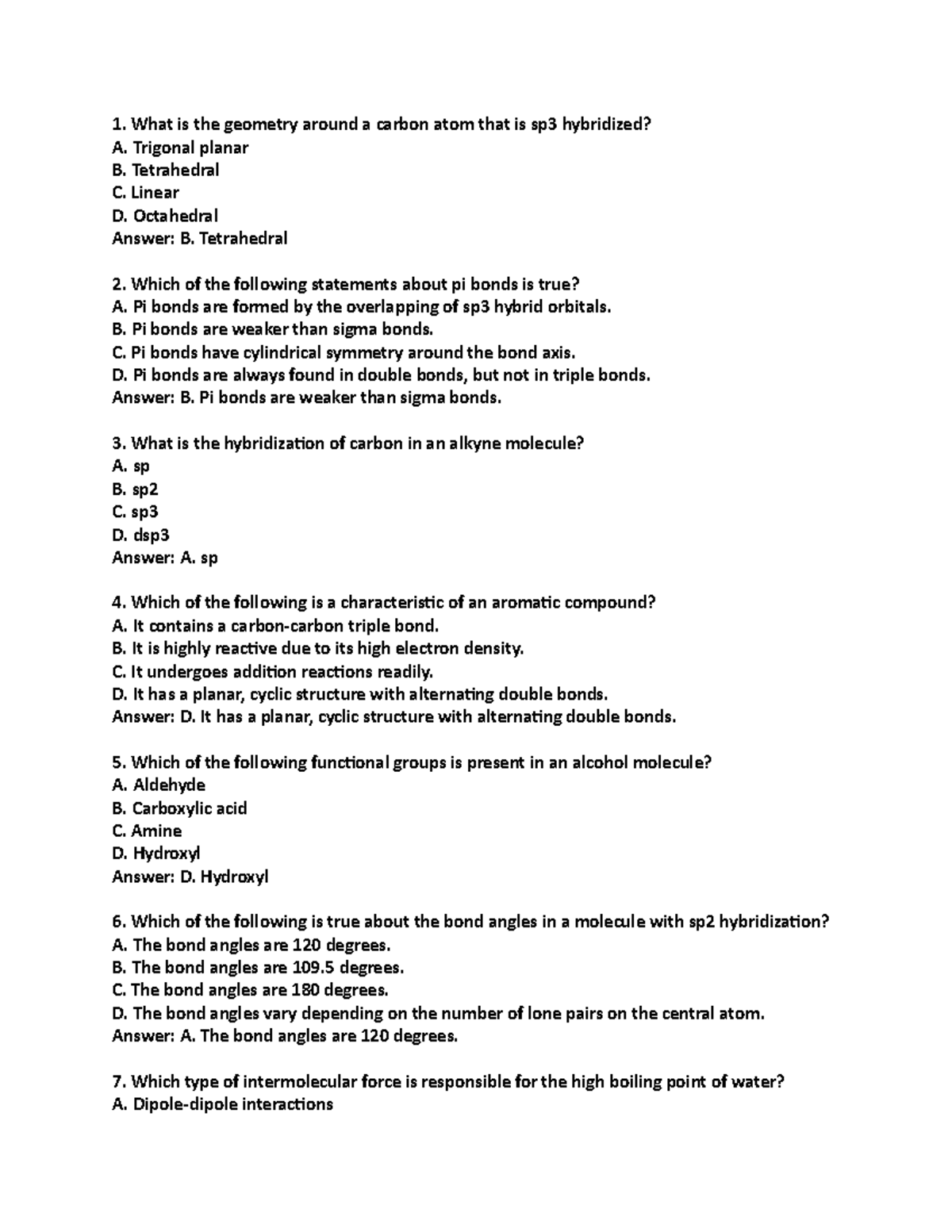 Structure and bonding quiz - What is the geometry around a carbon atom ...
