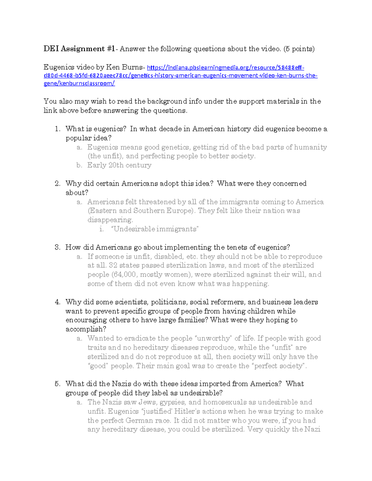 BI 210 DEI Assignment #1 - DEI Assignment #1- Answer the following ...